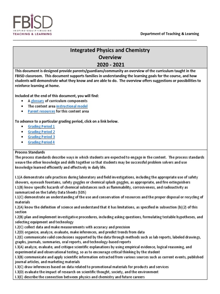 Integrated Physics & Chemistry Curriculum Overview | PDF | Nuclear ...
