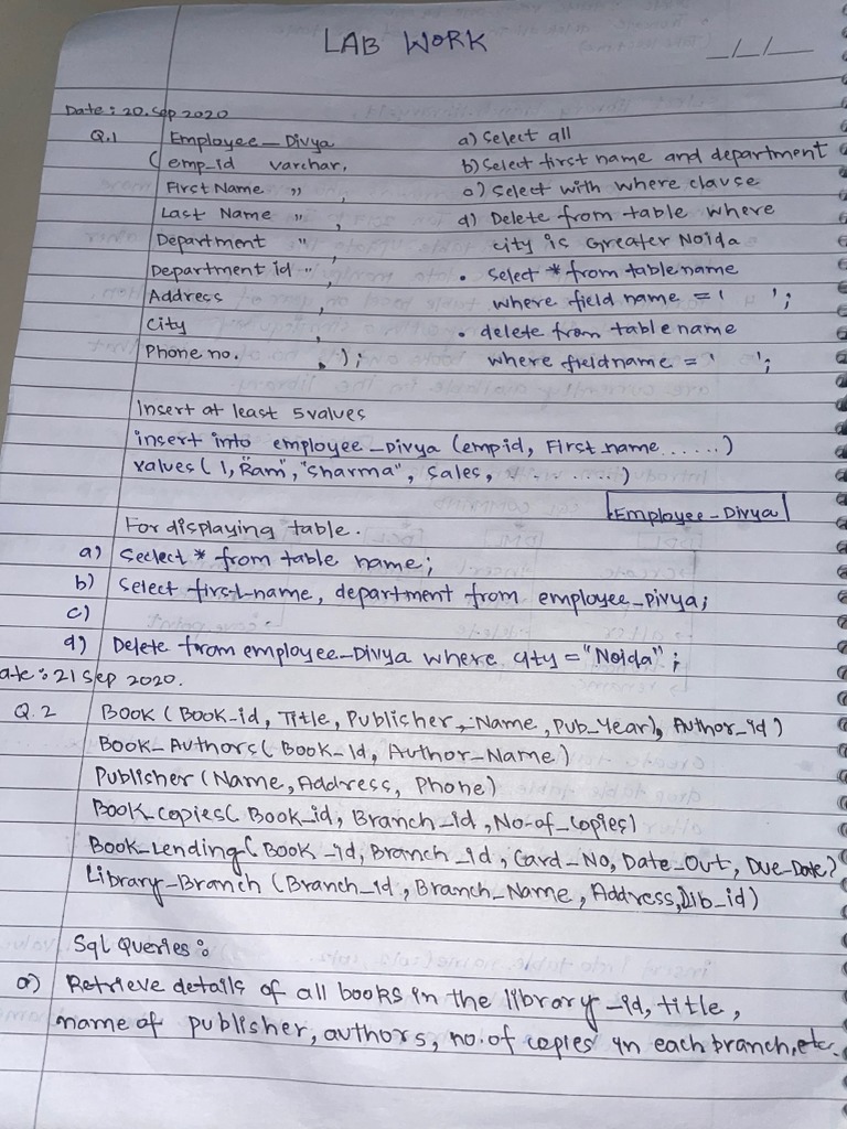 Dbms Lab Work Pdf 