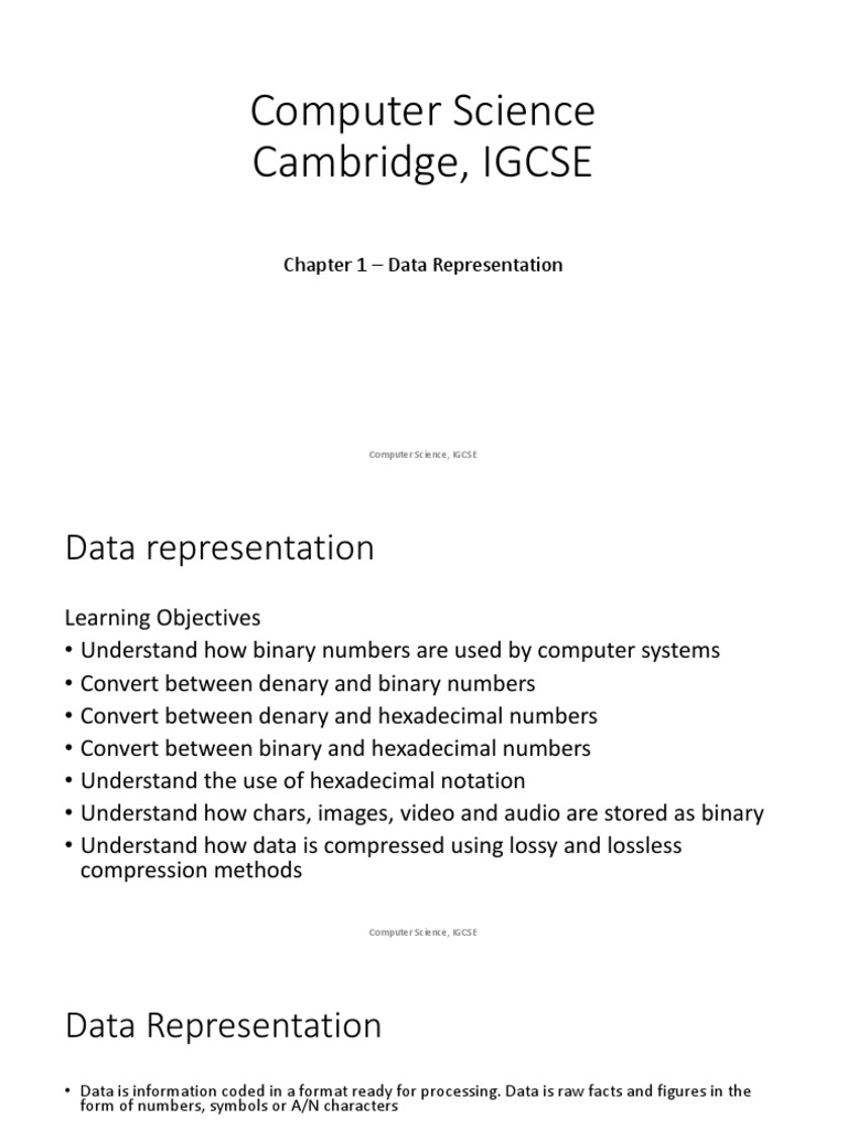 Chapter 1 - Data Representation | PDF | Data Compression | Computer Data Storage