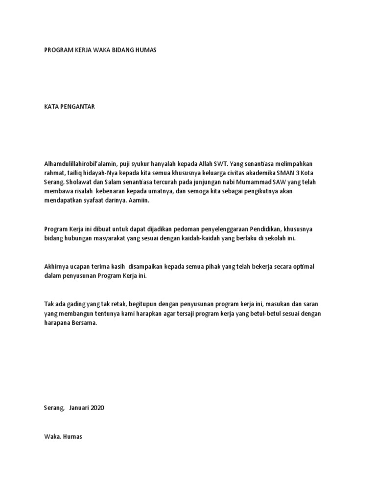 Program Kerja Waka Bidang Humas | PDF