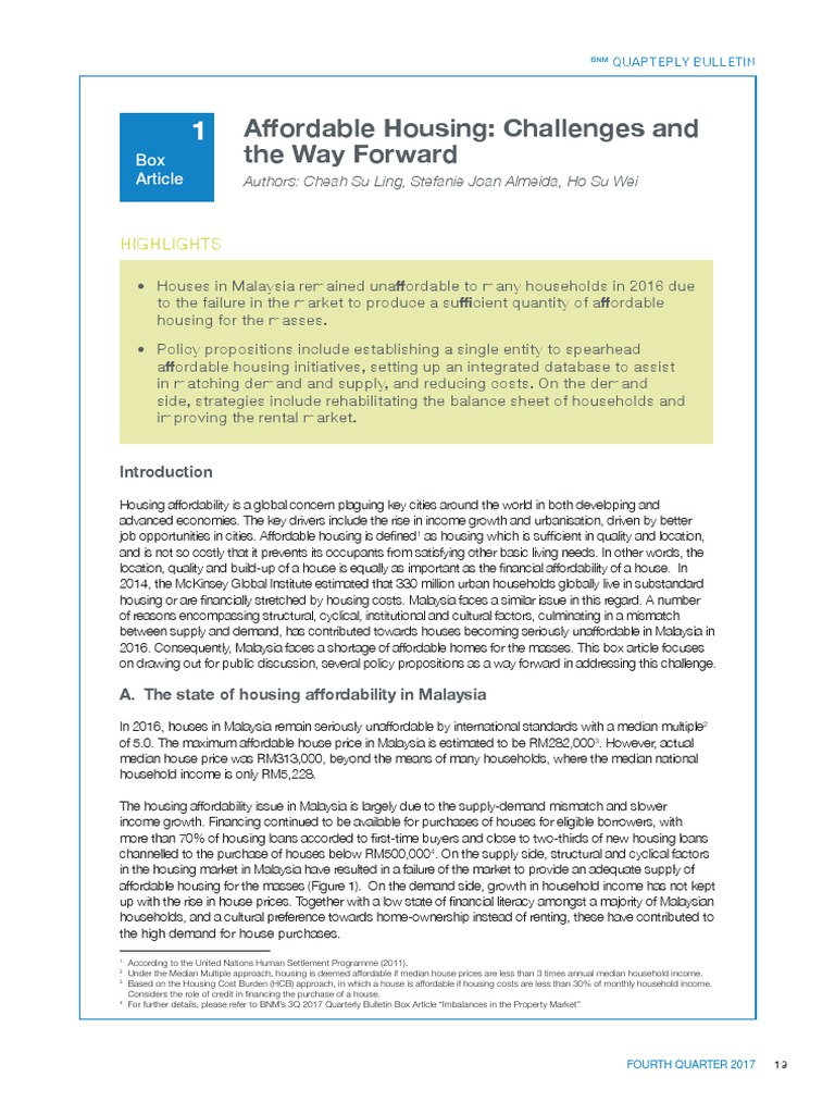 Affordable Housing Challenges and BNM | PDF | Affordable Housing | Debt