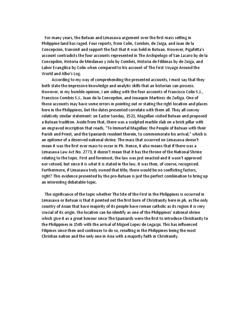 Butuan vs Limasawa debate over site of first mass in Philippines | PDF ...
