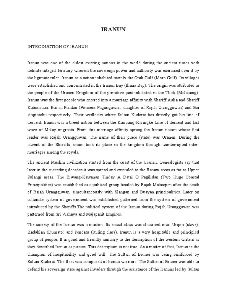 Introduction to the Ancient Nation of Iranun | PDF