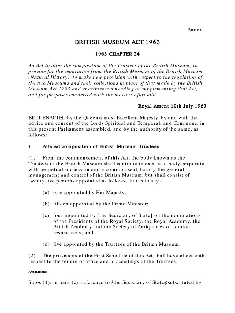 British Museum Act 1963 | PDF | Repeal | Act Of Parliament