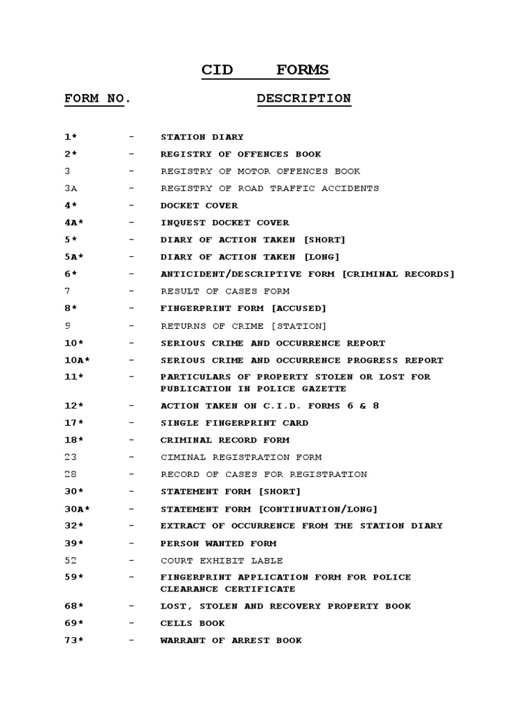 C. I. D. Forms | PDF