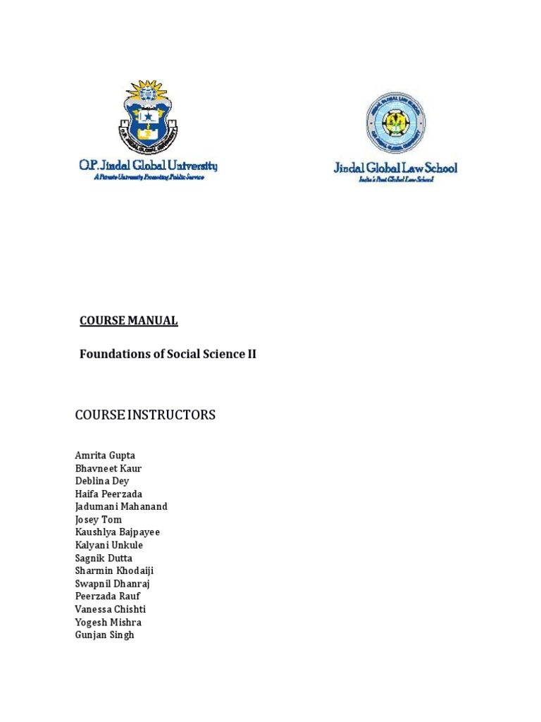 FSS 2 Course Manual Spring 2023 OP Jindal | PDF | Disability | Concept