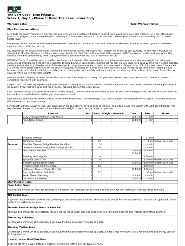 Week 1 Day 1 | PDF | Strength Training | Physical Exercise Week 1 Day 1 | PDF | Strength Training | Physical Exercise