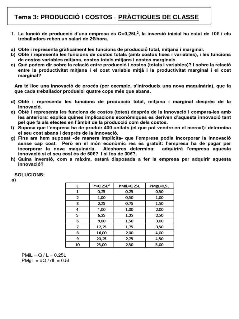Tema 3 Pràctiques de Classe MICRO-ADE | PDF