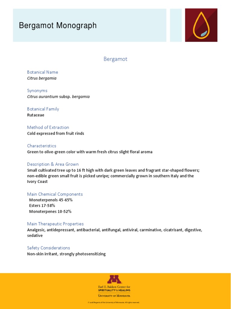 Bergamot Monograph | PDF