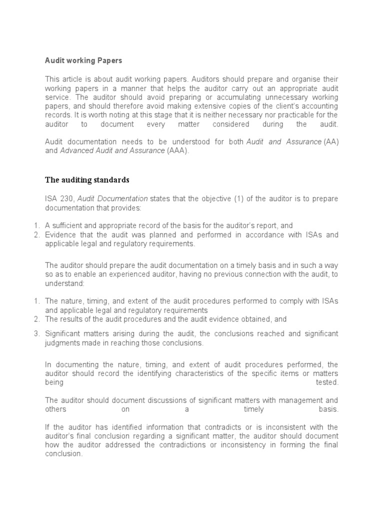 Audit Working Papers (D) | PDF | Audit | Financial Audit