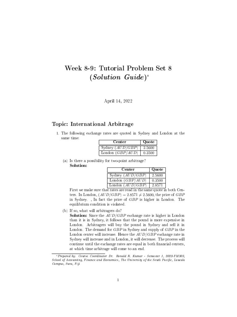 Tutorial Week 8-9 PSet 8 Solutions | PDF | Exchange Rate | Euro