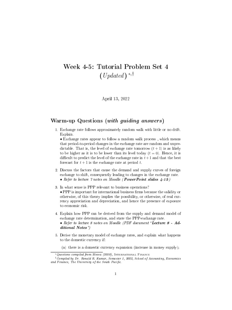 Week 4-5 Tutorial Solutions Updated | PDF | Currency Appreciation And ... Week 4-5 Tutorial Solutions Updated | PDF | Currency Appreciation And ...