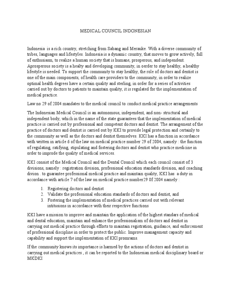 Konsil Kedokteran Indonesia | PDF | Dentist | Health Care
