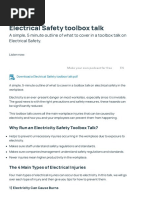 Toolbox Talk 260 Electrical Safety | PDF | Occupational Safety And ...