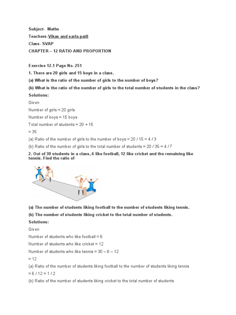 Exercise 12 Ratio and Proportion | PDF