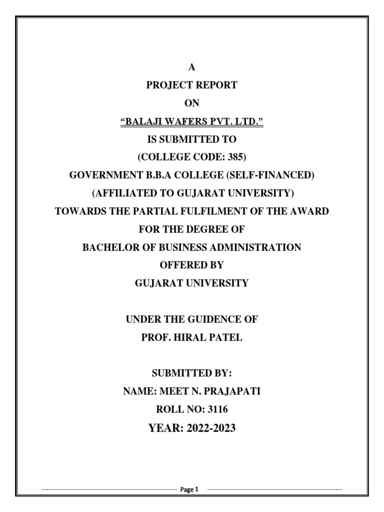 Meet's Project About Balaji Wafers Company Project | PDF | Recruitment | Advertising