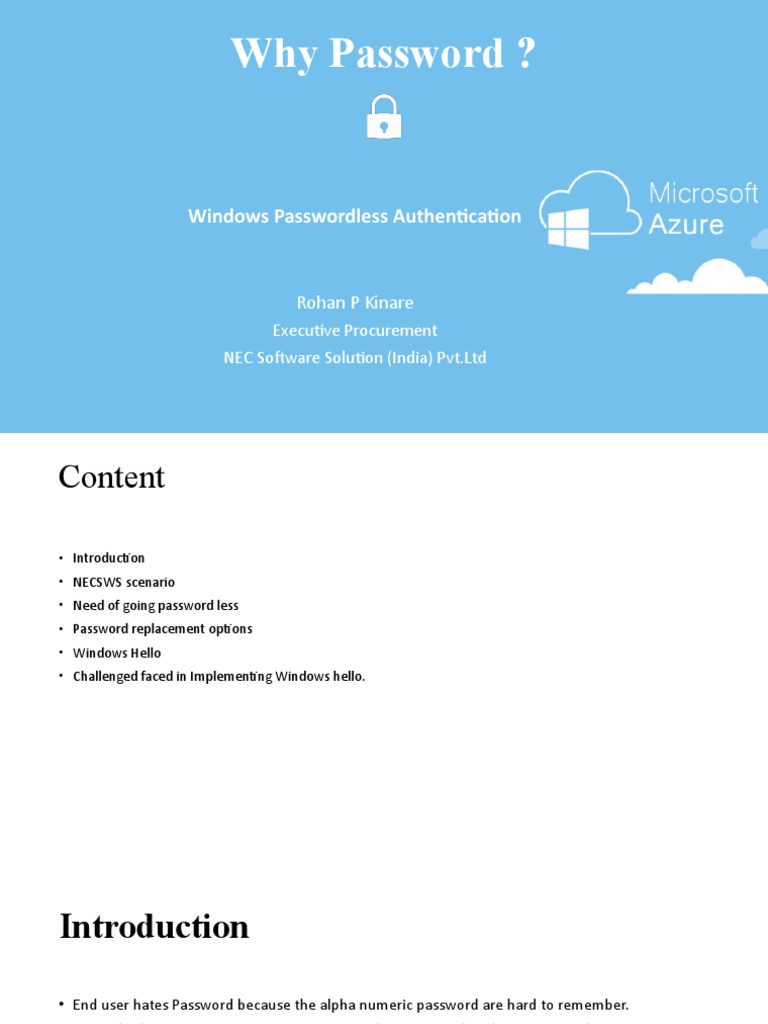 Passwordless Solutions for NECSWS | PDF | Windows 10 | Password
