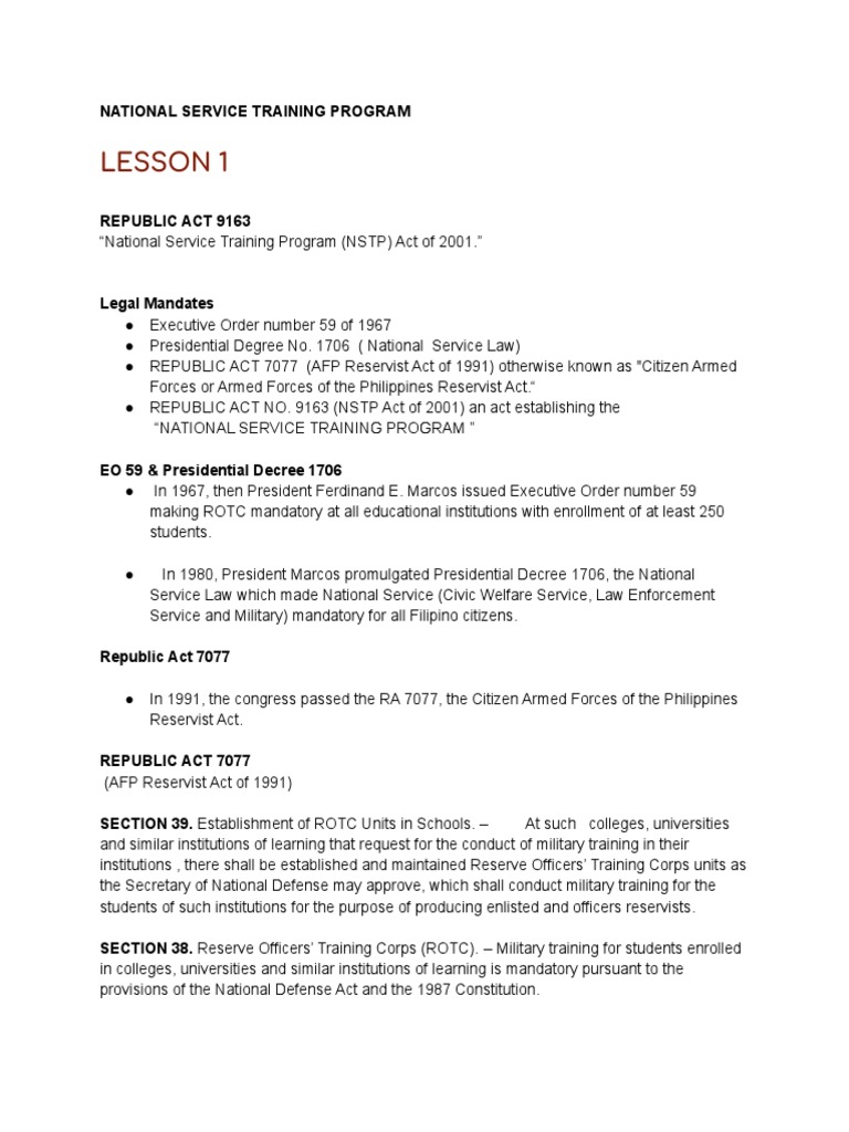 Overview of National Service Training Program | PDF | Social Institutions