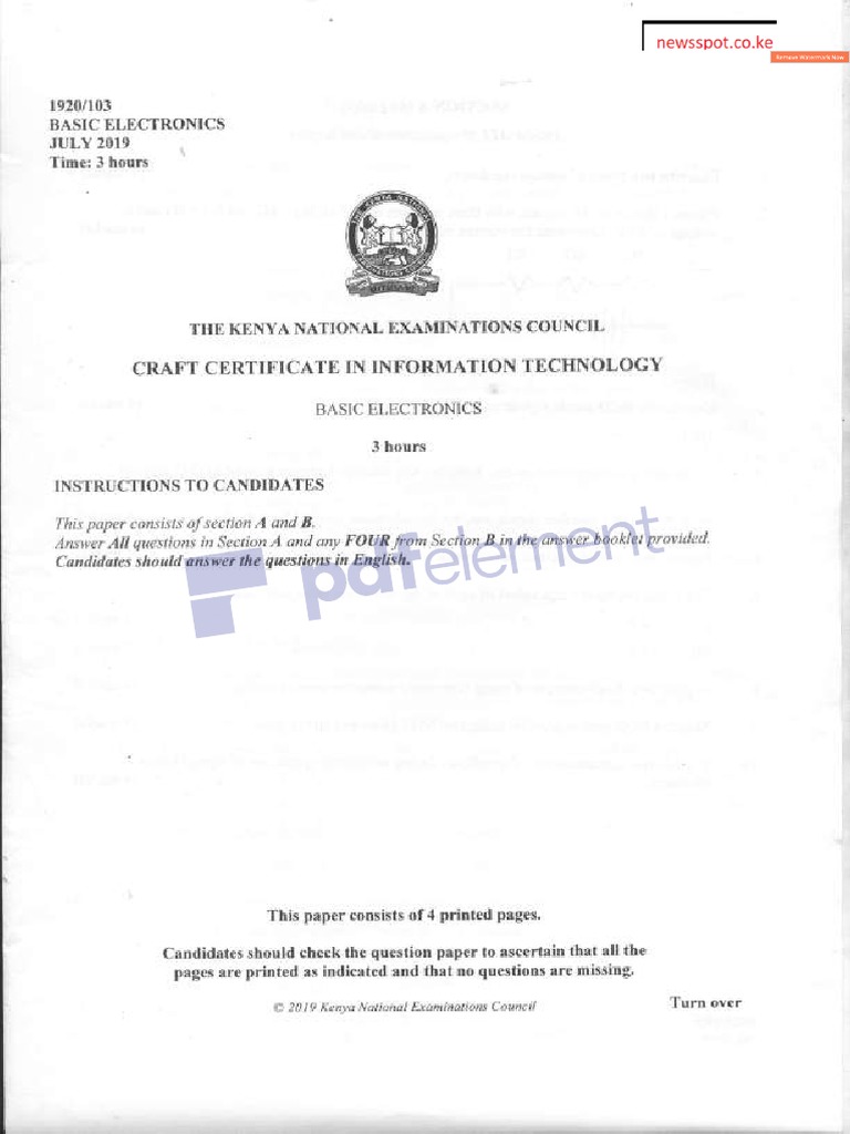 2019july Craft Cerififcate (ICT), Module 1, Basic Electronics Unit | PDF