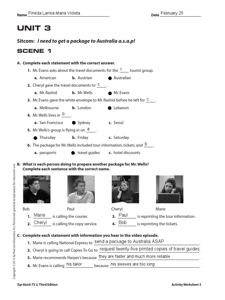 UNIT 03 TV Activity Worksheets | PDF