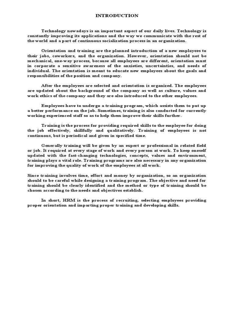 INTRODUCTION, Reflection, Recommendation and Conclusion | Download Free PDF | Employment | Human ...