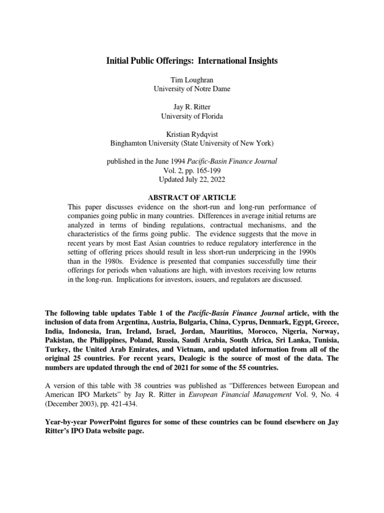 IPOs International | PDF | Initial Public Offering | Equity Securities
