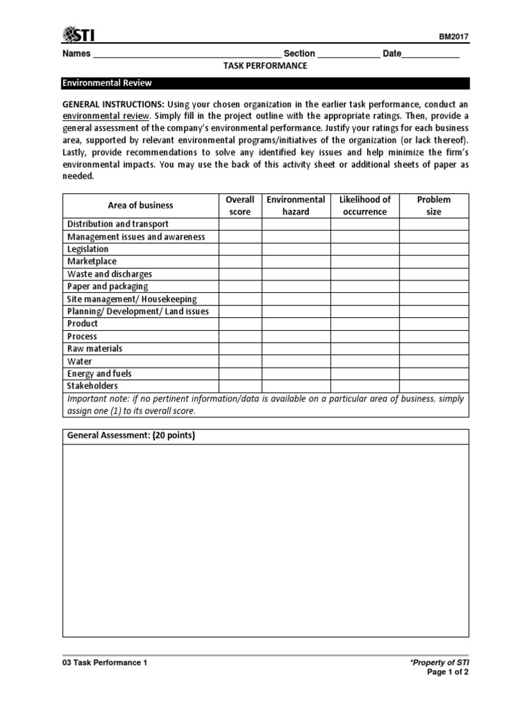 03 Task Performance 1 | PDF | Rubric (Academic)