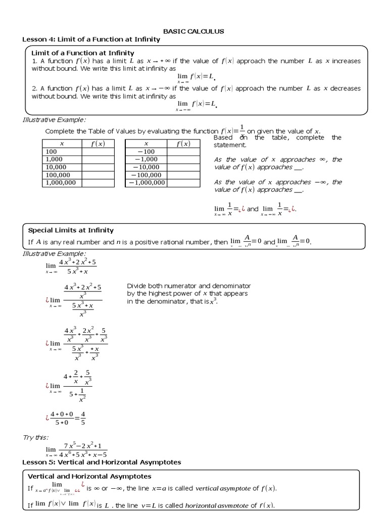 Calculus Limits 2 Pdf Trigonometric Functions Infinity