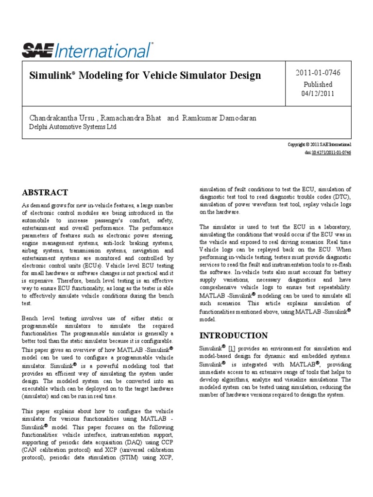 Vehicle Simulator | PDF | Simulation | Internet Protocols