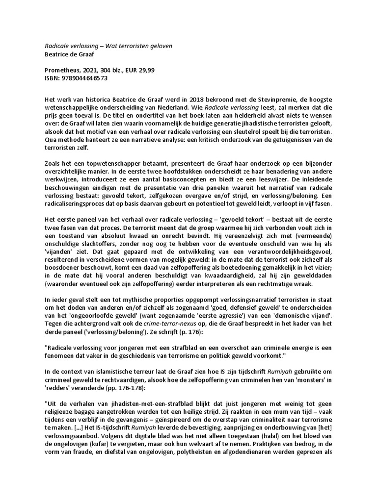 Radicale Verlossing - Wat Terroristen Geloven - Beatrice de Graaf ...
