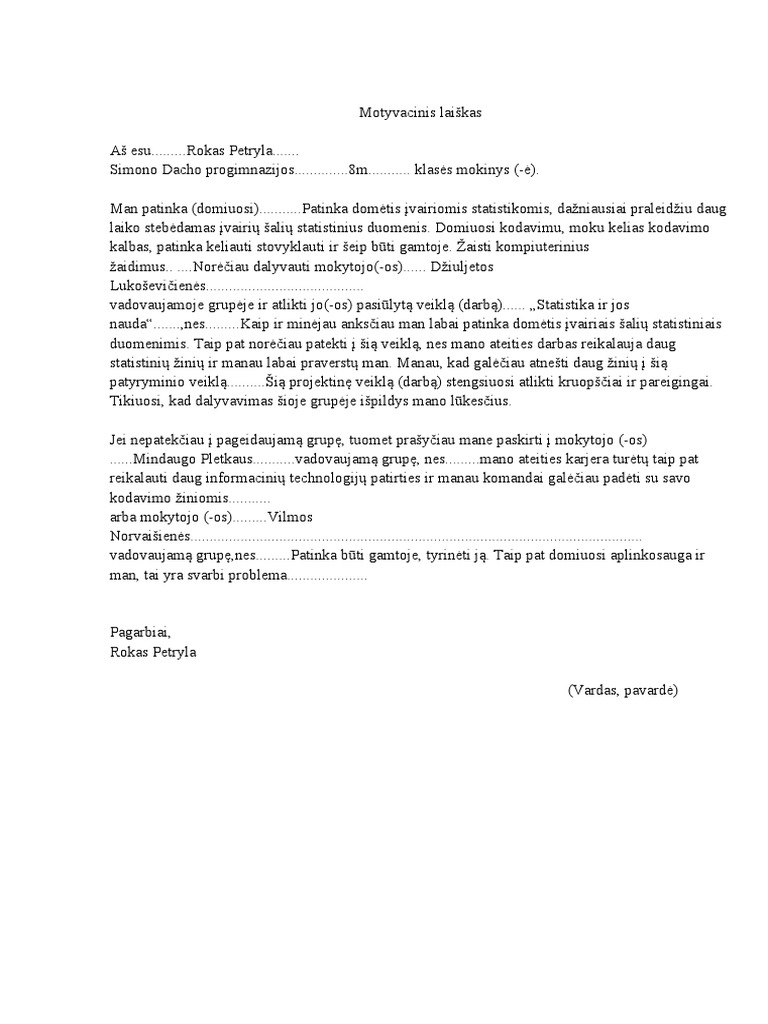 Motyvacinislaiskas | PDF