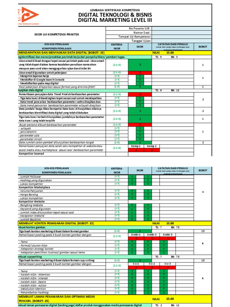 Form Penilaian LSK DTB Tahun 2022 | PDF