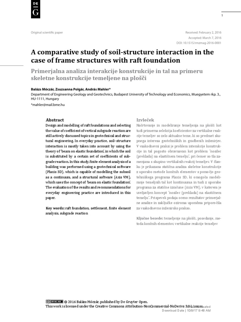 A Comparative Study of Soil Structure Interaction in The Case of Frame Structures With Raft ...