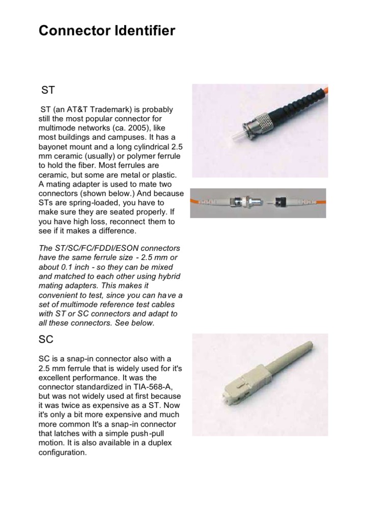 Connector Identifier | PDF | Electrical Connector | Optical Fiber