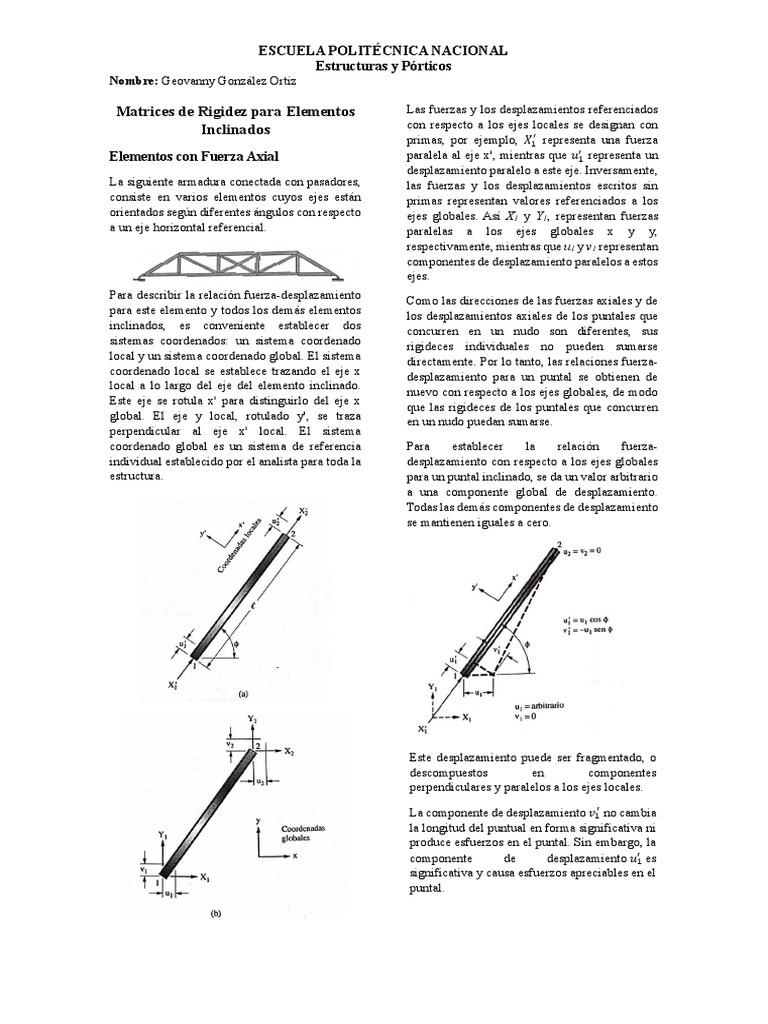 Matrices de Rigidez en Elementos Inclinados | PDF | Matriz (Matemáticas ...