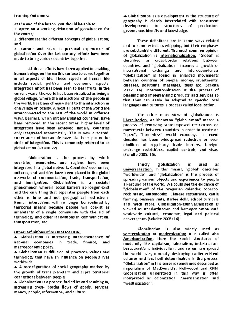Understanding Globalization Concepts | PDF | Globalization | Capitalism