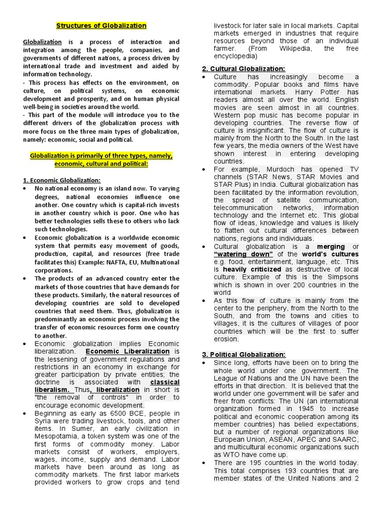 Week 3 Module Contemporary World | PDF | Globalization | Economies