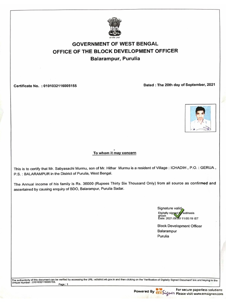 Income Certificate | PDF