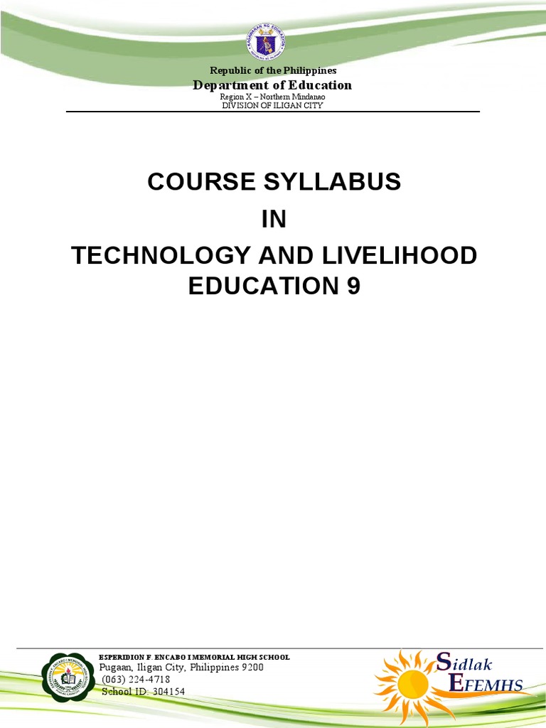 Course Syllabus - TLE 9 | PDF | Educational Technology | Worksheet