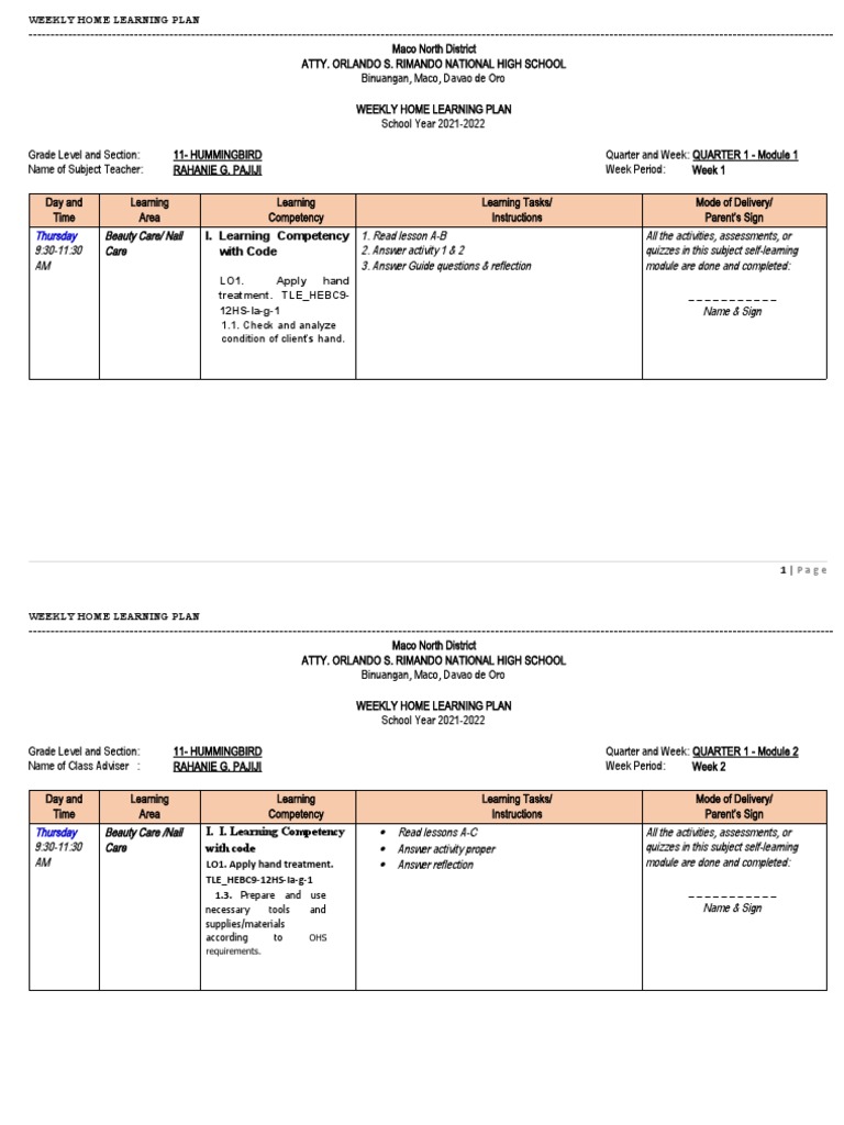 WHLP12 Quarter 1 | PDF | Learning | Cognitive Science