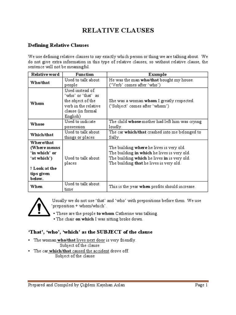 Relative Clauses | PDF | Subject (Grammar) | Language Mechanics