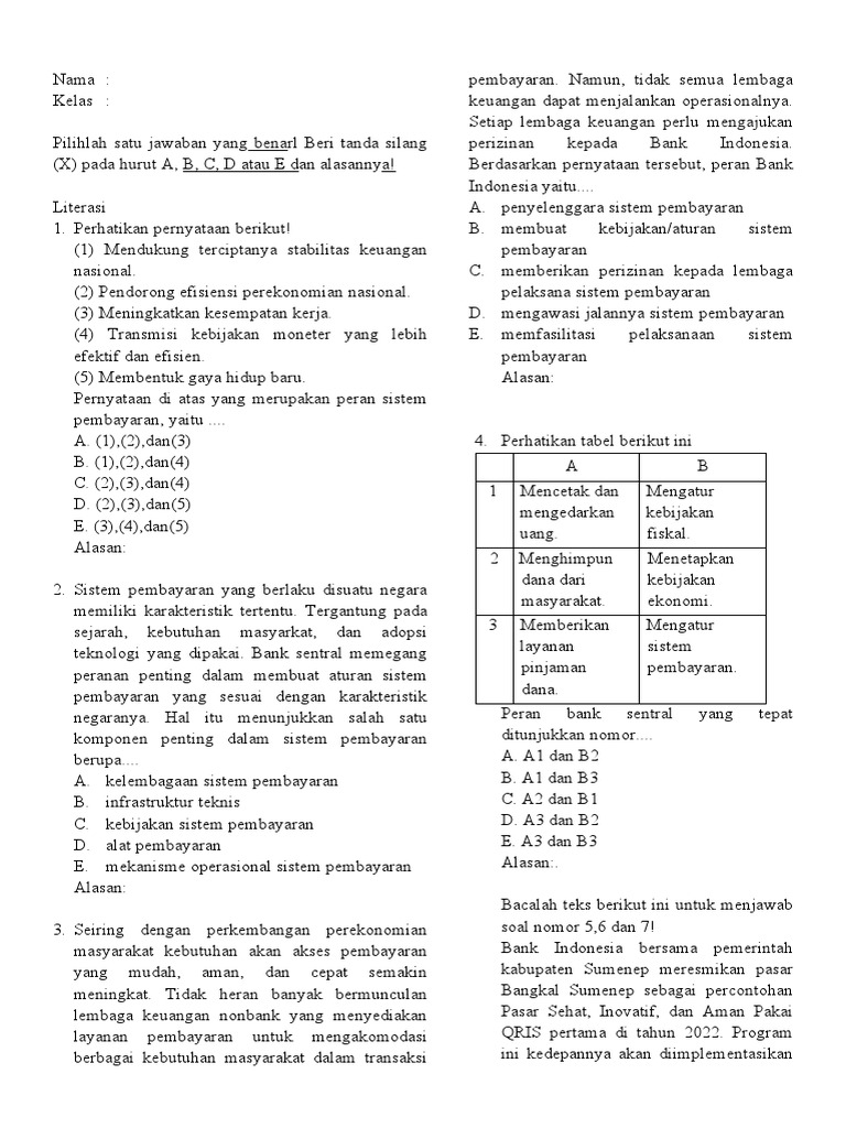 Soal Alat Dan Sistem Pembayaran Share | PDF Soal Alat Dan Sistem Pembayaran Share | PDF