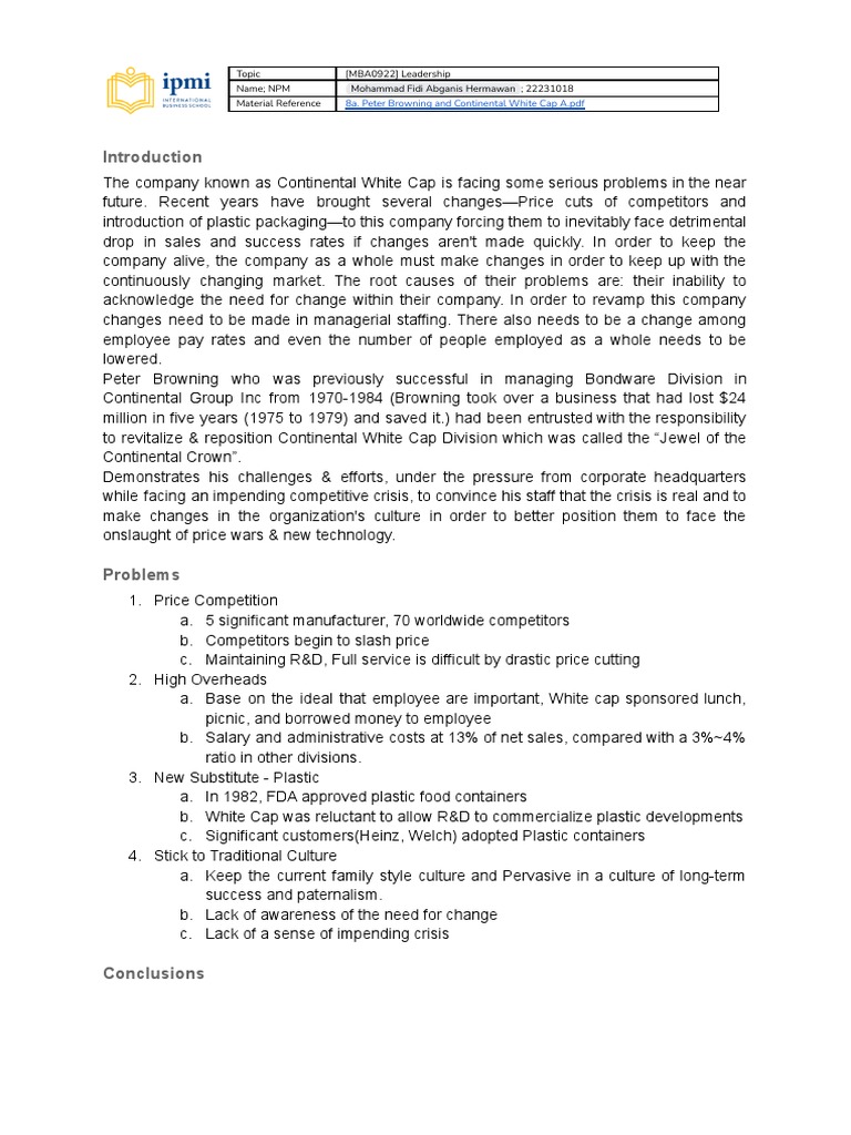 Overcoming Resistance to Change: Peter Browning's Leadership Challenges ...