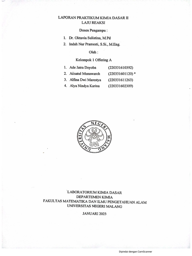 Laporan Praktikum Laju Reaksi Pdf