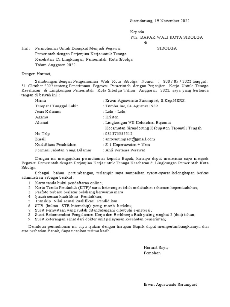 Surat Lamaran Anto | PDF | Pengelolaan Keuangan & Uang