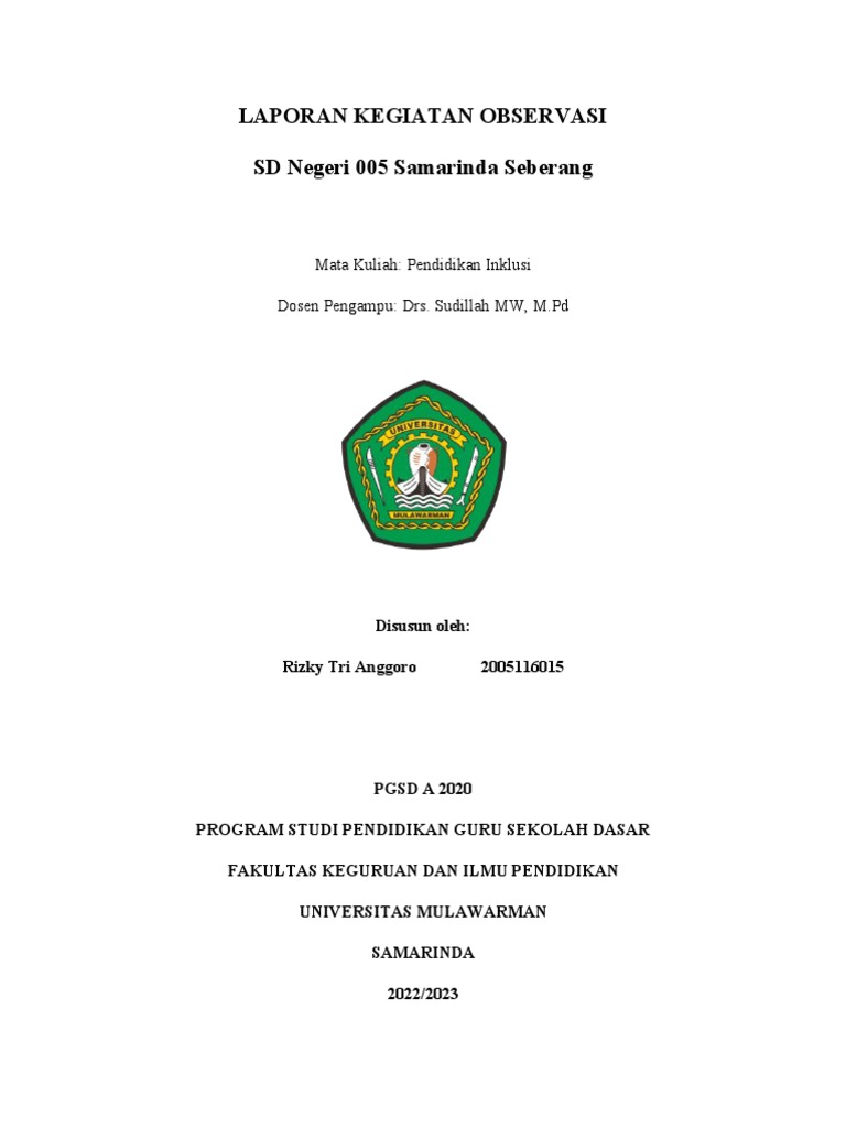 Rizky Tri Anggoro - Laporan SD Inklusi | PDF | Kesehatan Holistik