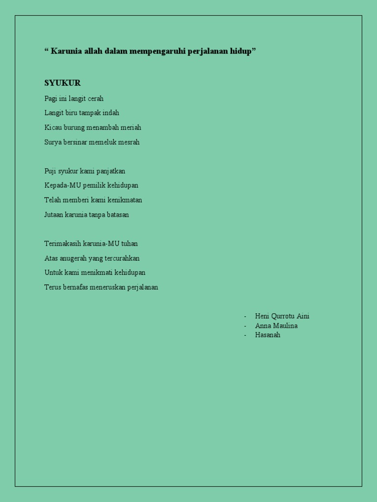 Karunia Allah Dalam Mempengaruhi Perjalanan Hidup | PDF