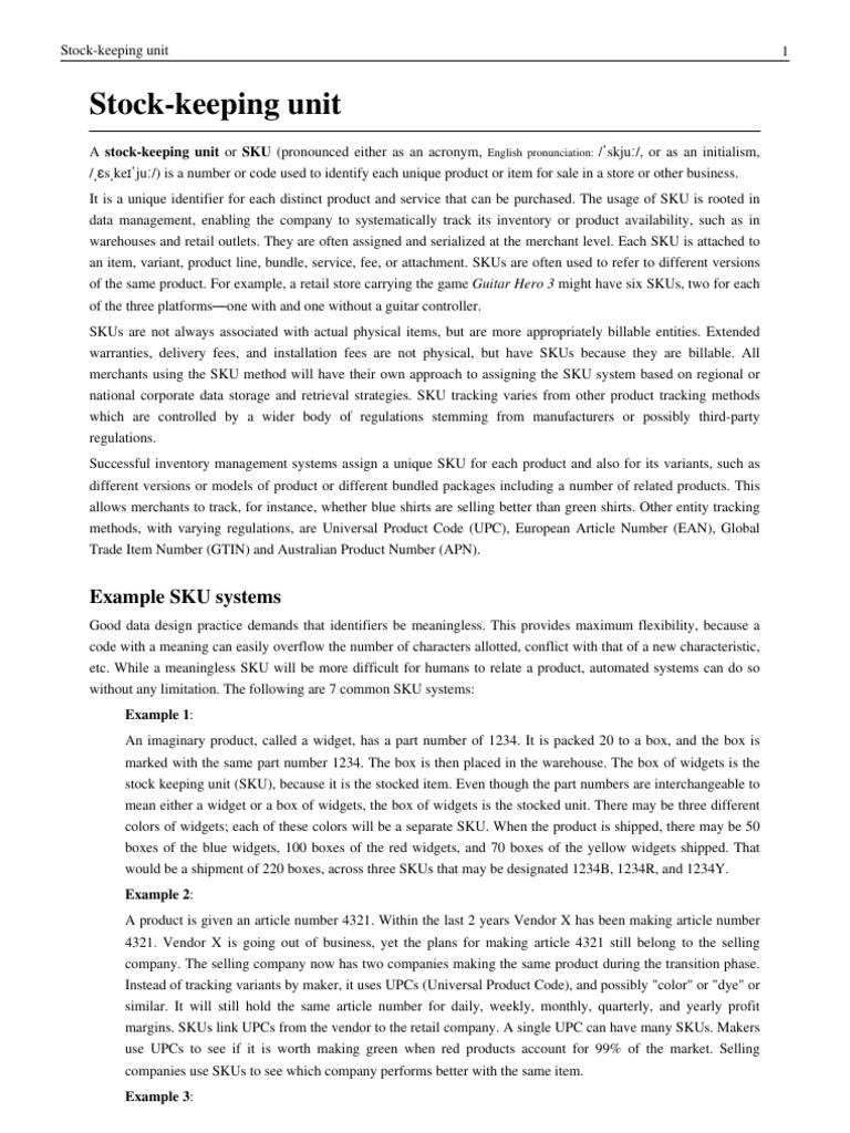 Stock-Keeping Unit: Example SKU Systems | PDF | Retail | Universal ...