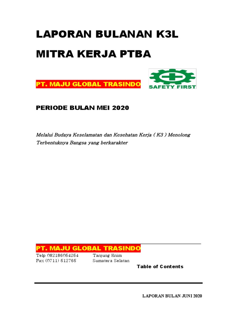 1.laporan Bulanan K3L | PDF