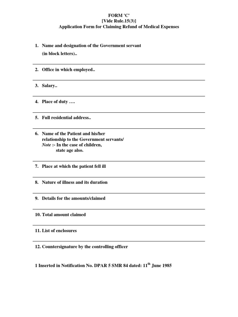 Medical Reimbursement Form-B & C | PDF | Hospital | Health Sciences